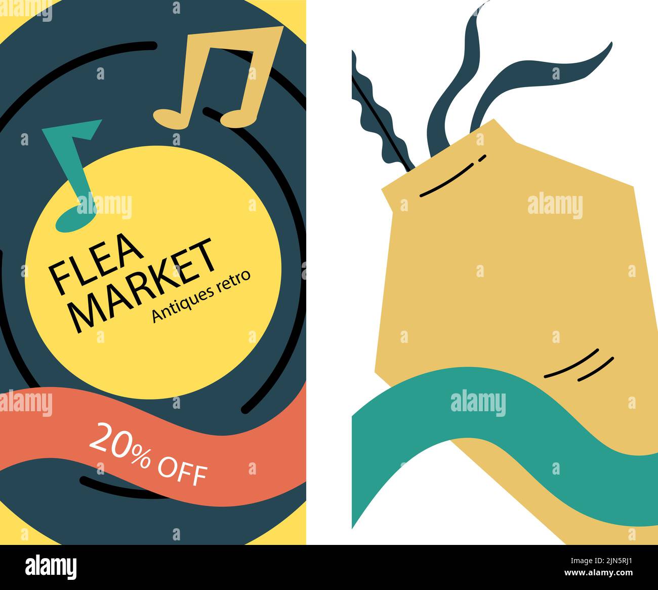 Flat flea market shopping posts stories set Vector illustration Stock ...