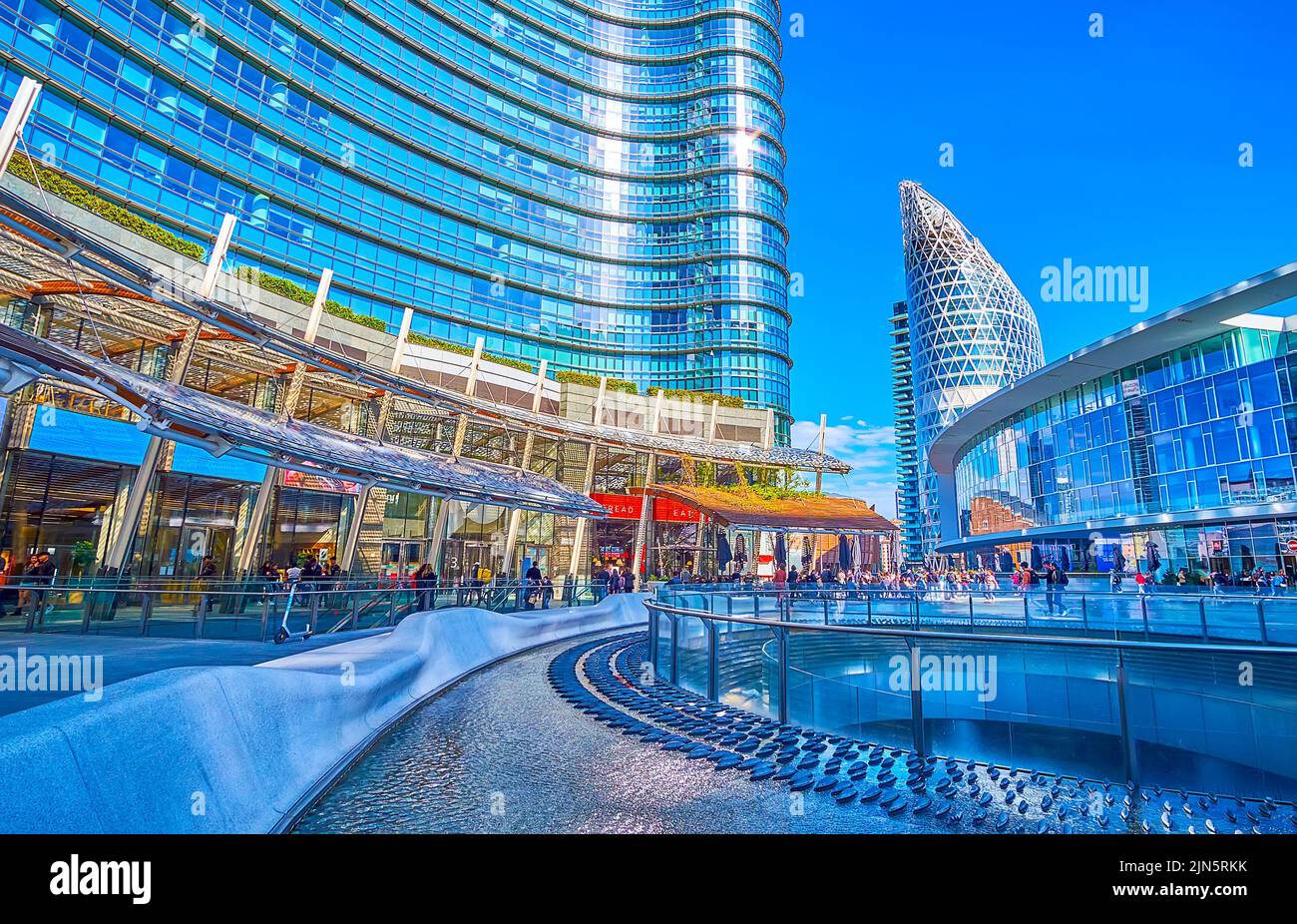 MILAN, ITALY - APRIL 9, 2022: Piazza Gae Aulenti square is the heart of ...
