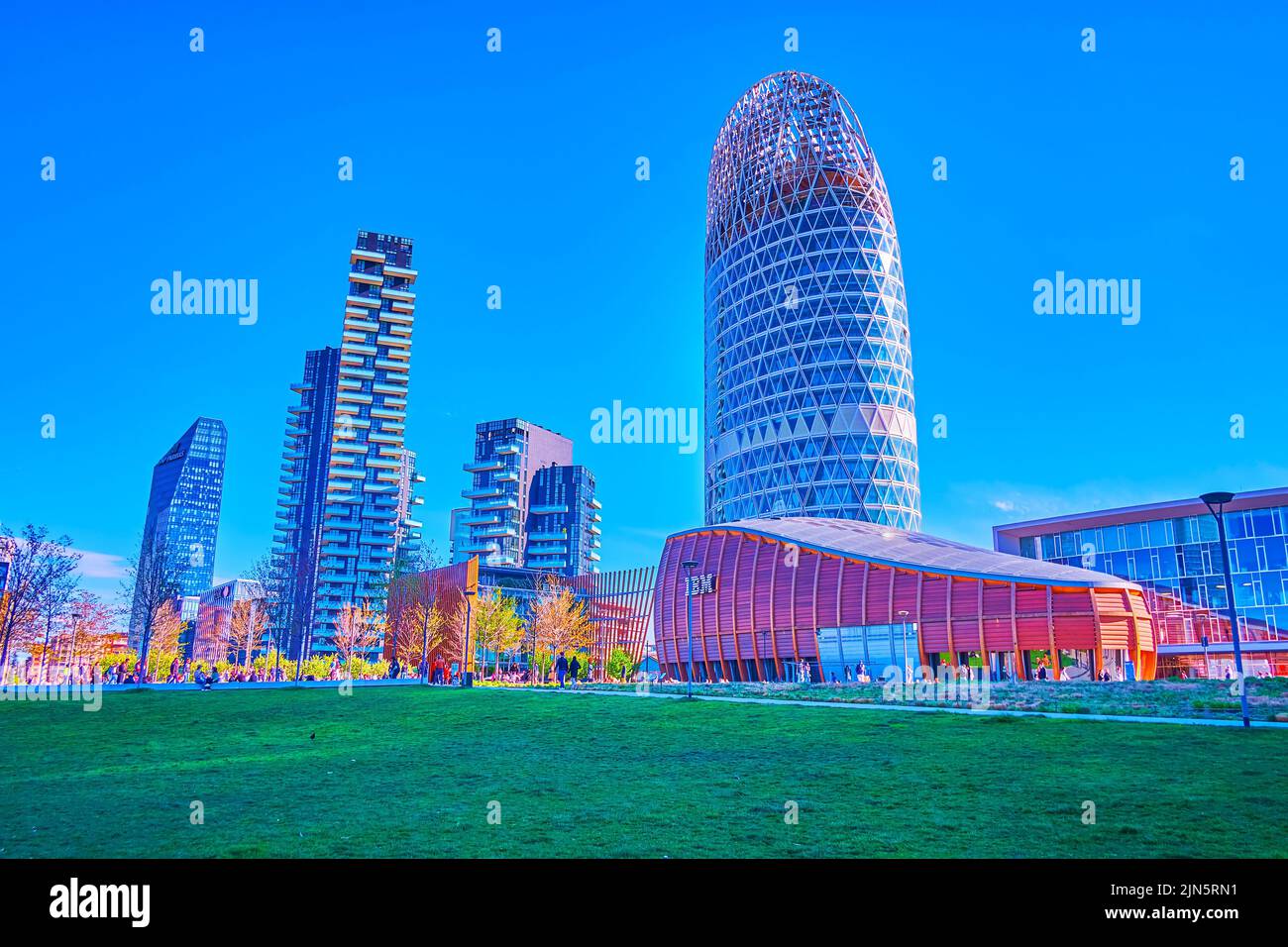 MILAN, ITALY - APRIL 9, 2022: The modern commecrial and retail ...