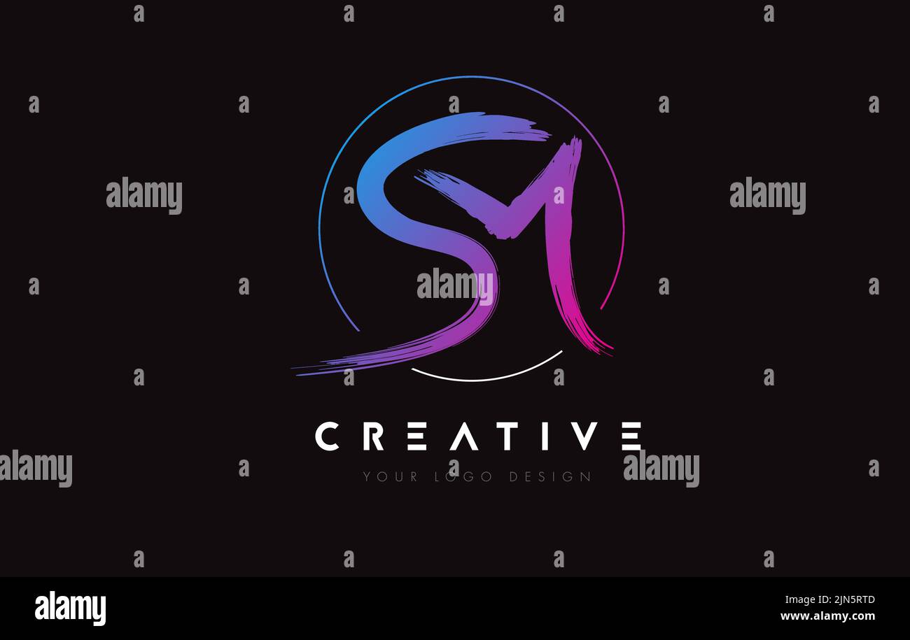 Creative Colorful SM Brush Letter Logo Design. Artistic Handwritten ...