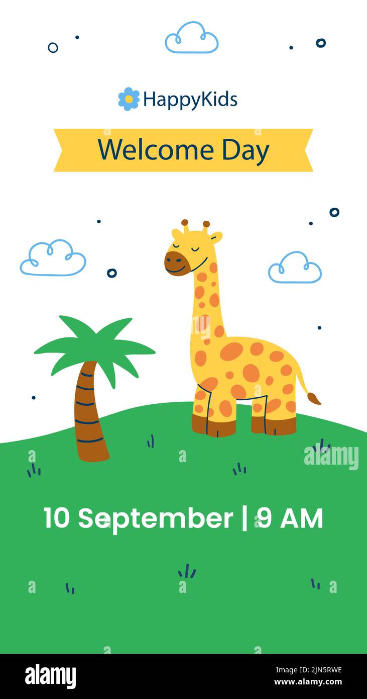 Flat nursery school posts stories set Vector illustration Stock Vector ...