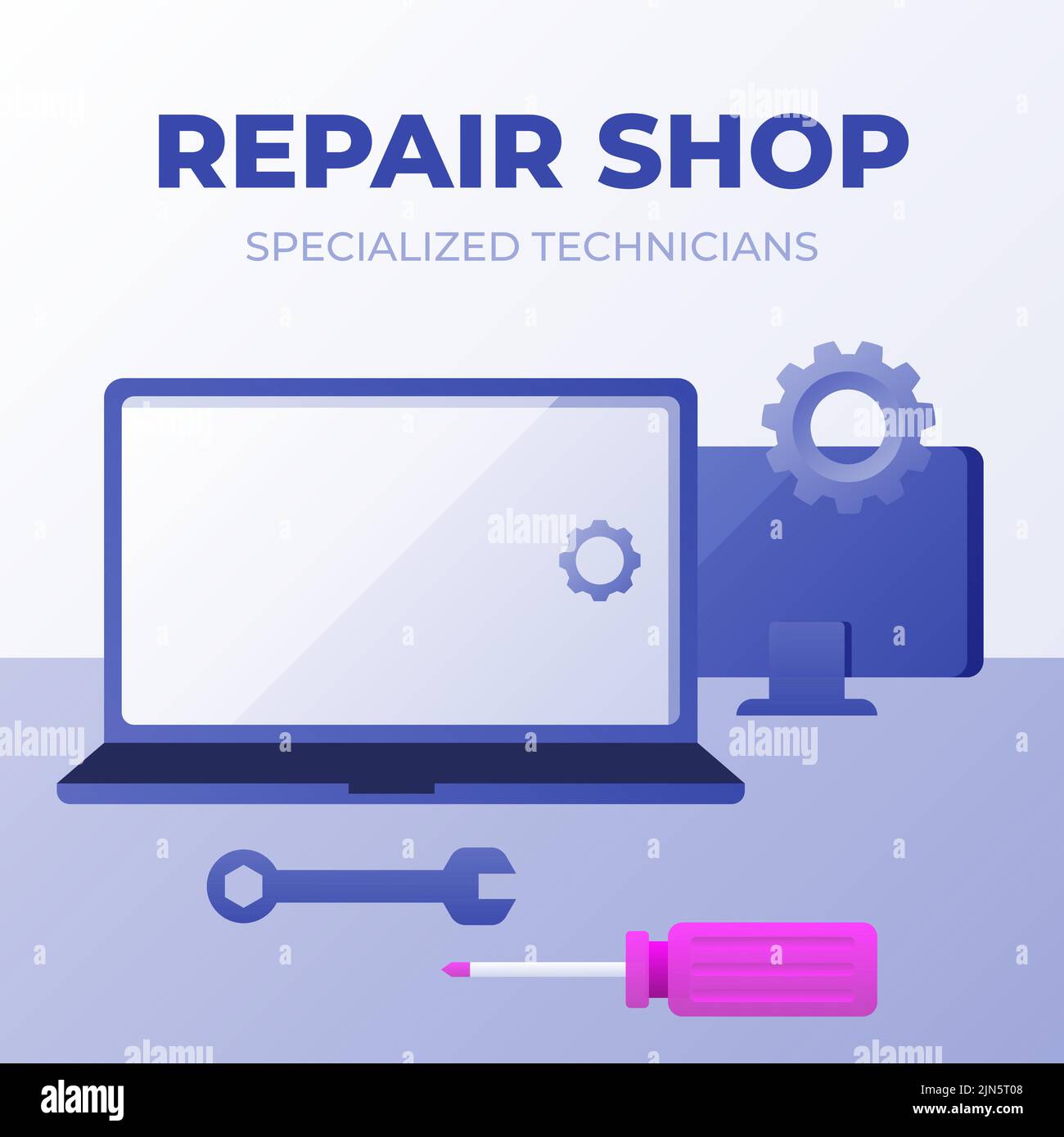 Gradient car repair shop services posts set Vector illustration Stock ...