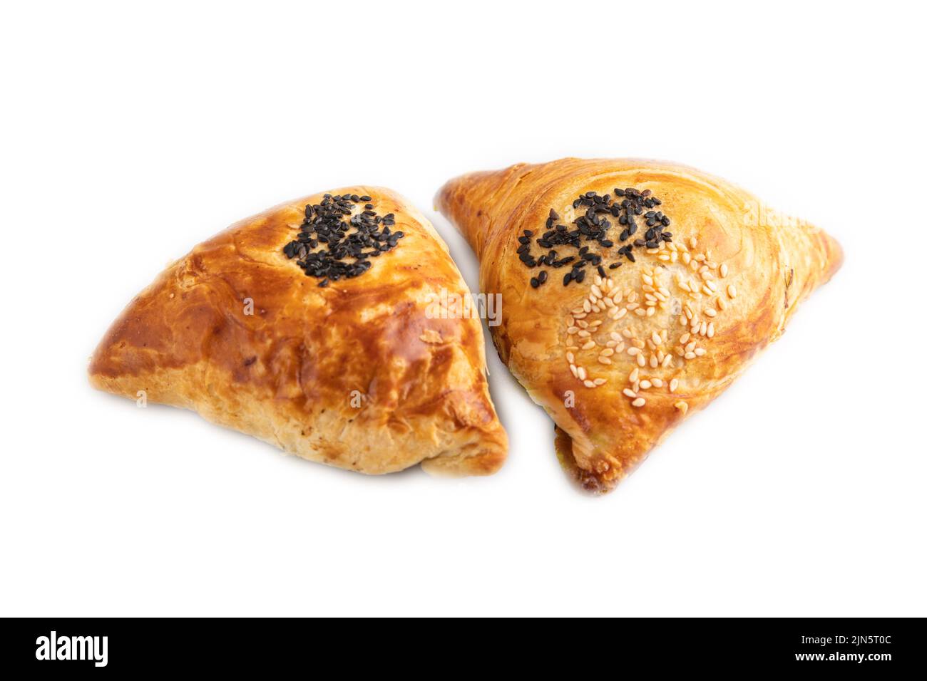 Homemade asian pastry samosa isolated on white background. side view ...