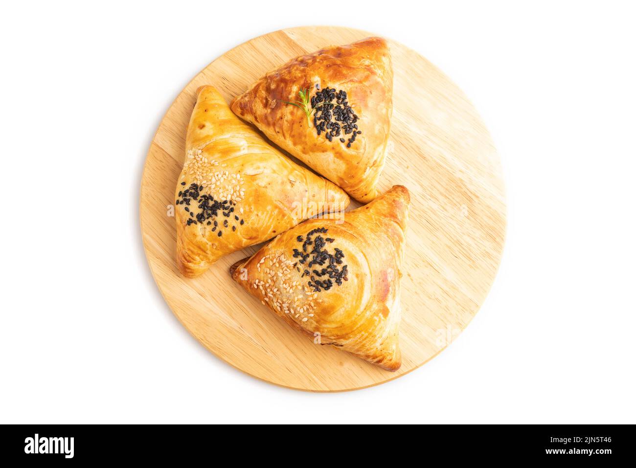 Homemade asian pastry samosa isolated on white background. top view ...