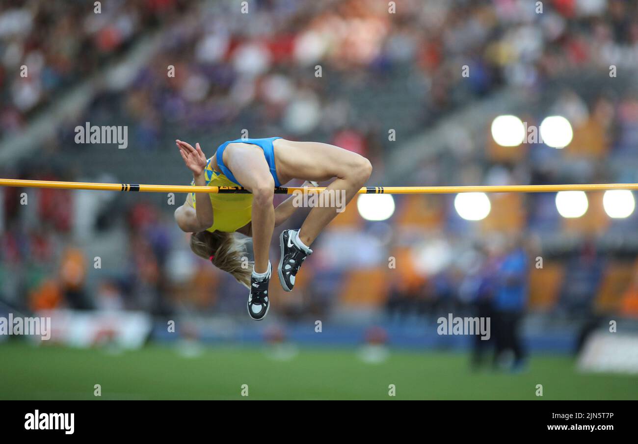 Yuliya Levchenco participating in the high jump at the European ...