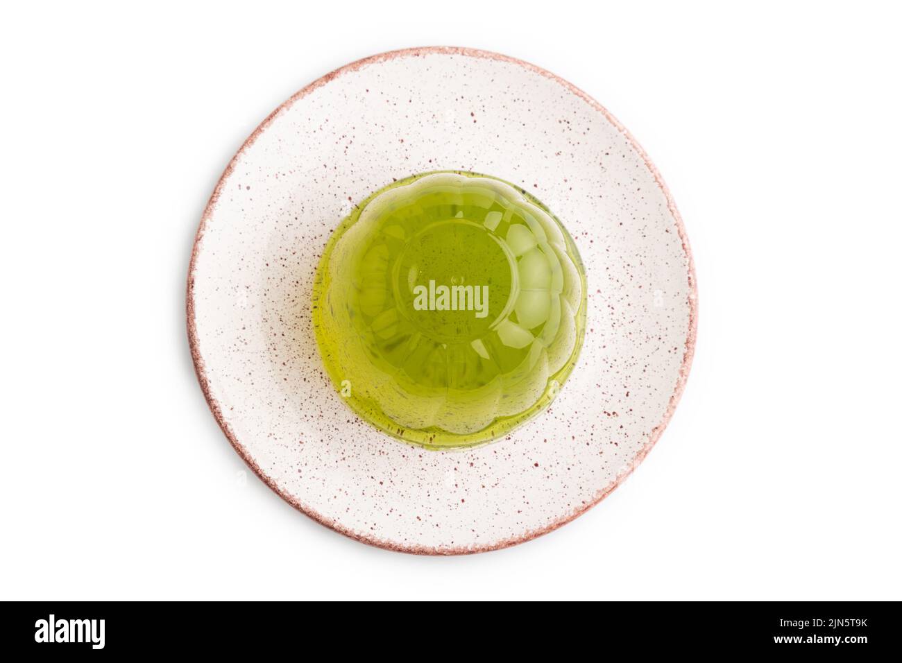 Mint green jelly isolated on white background. top view, flat lay ...