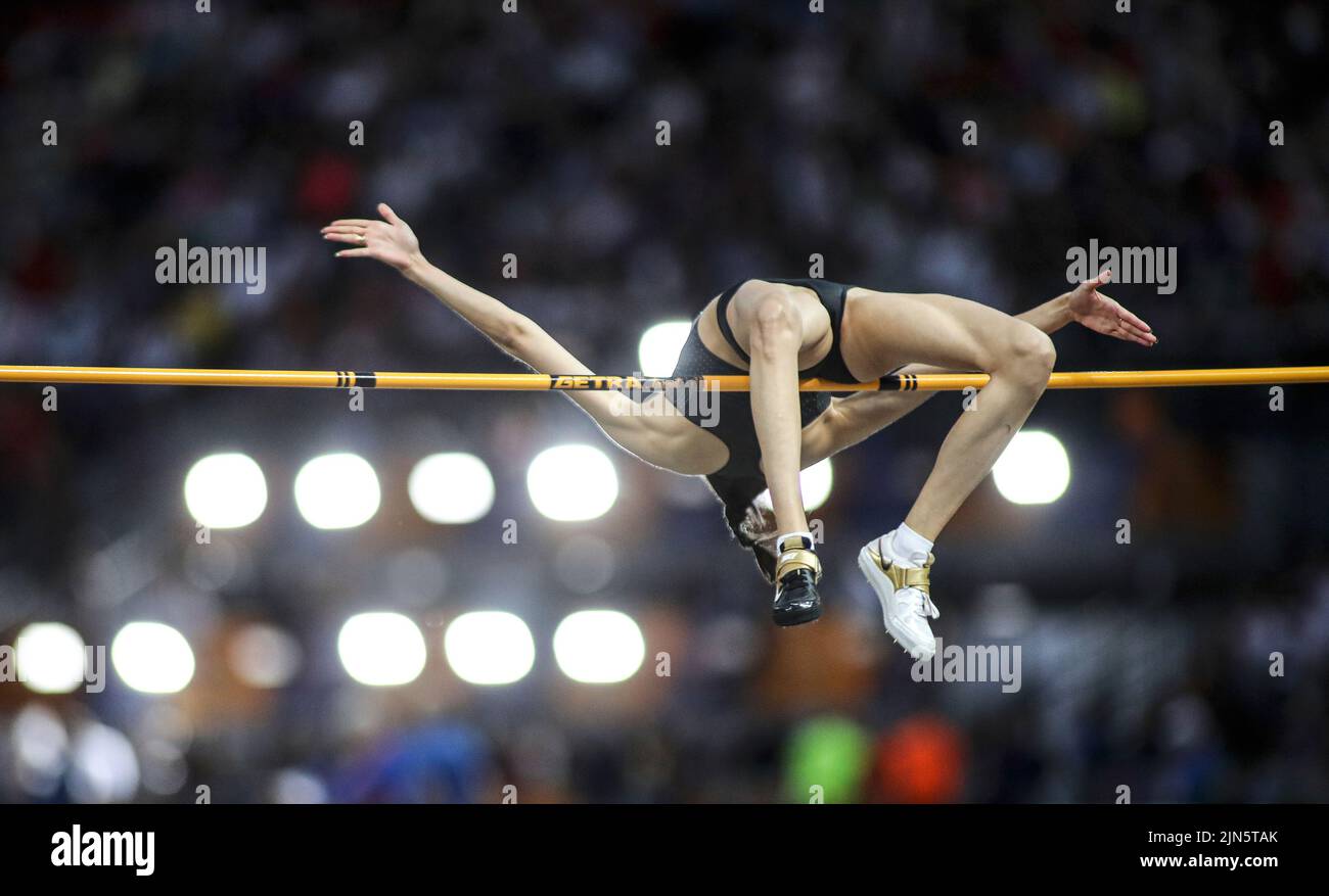 Mariya Lasitskene participating in the high jump at the European ...