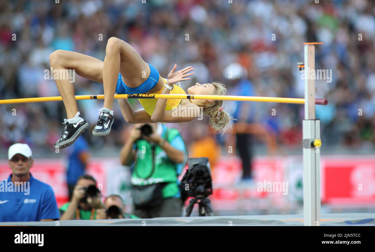 Yuliya Levchenco participating in the high jump at the European ...
