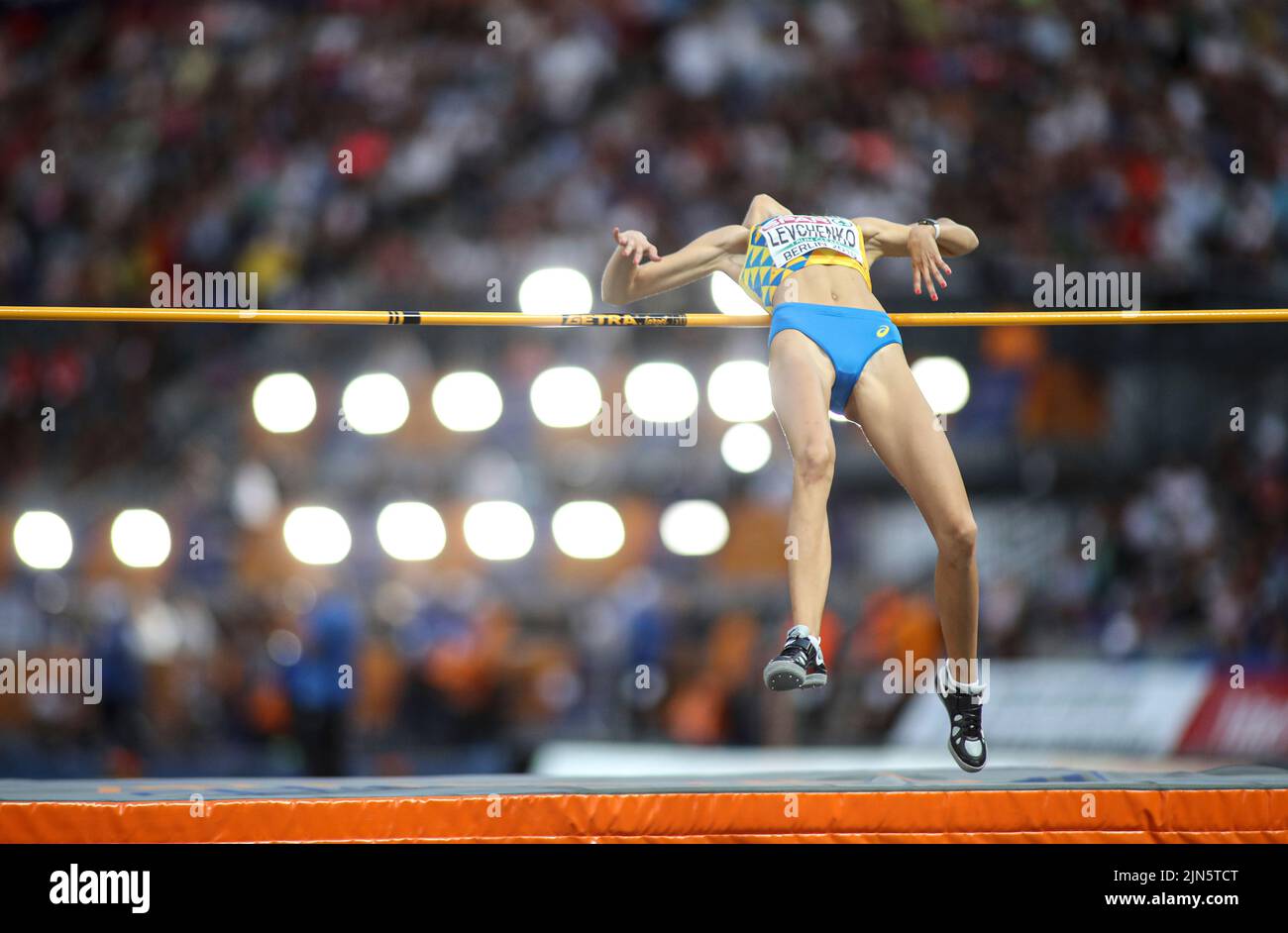 Yuliya Levchenco participating in the high jump at the European ...