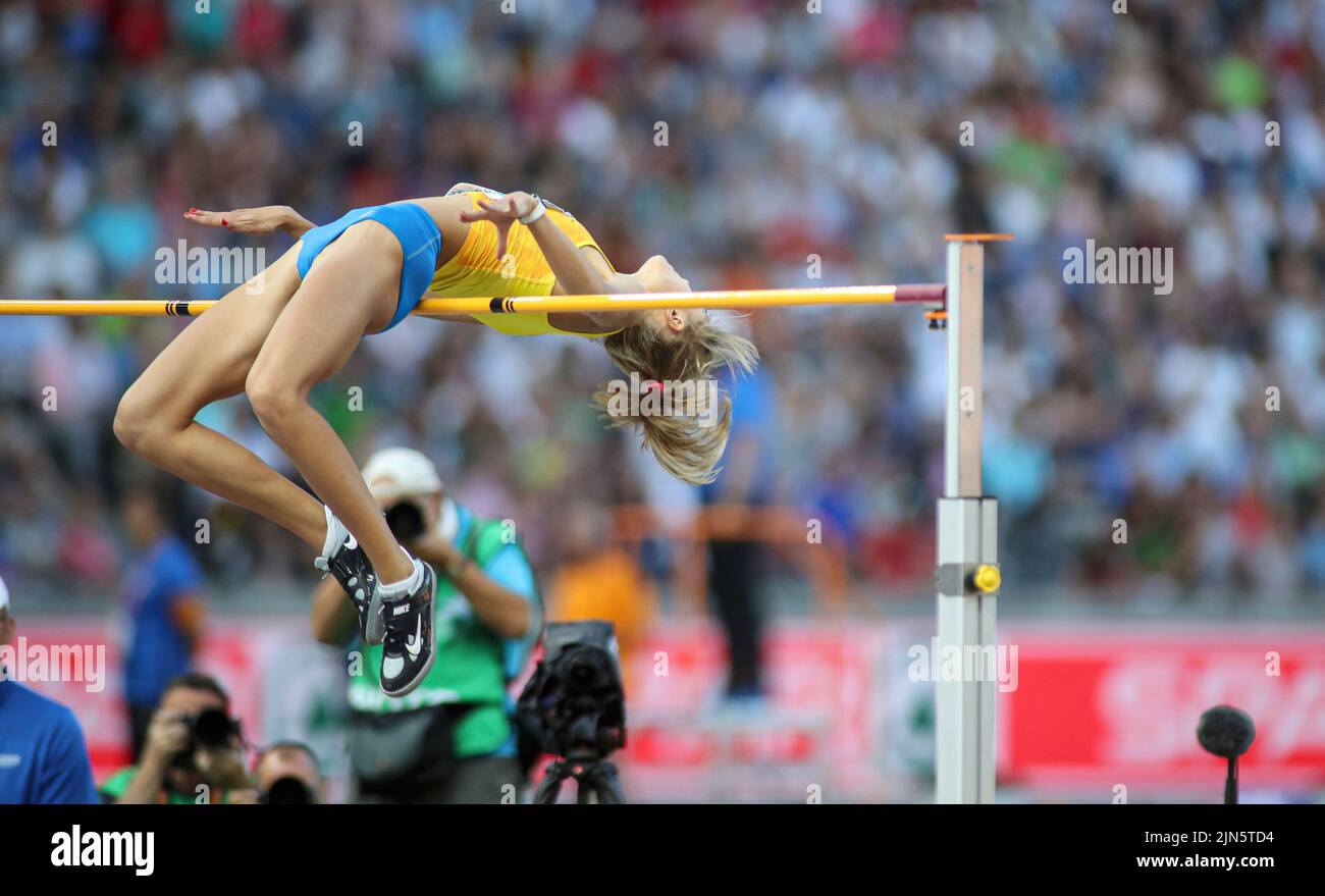 Yuliya Levchenco participating in the high jump at the European ...