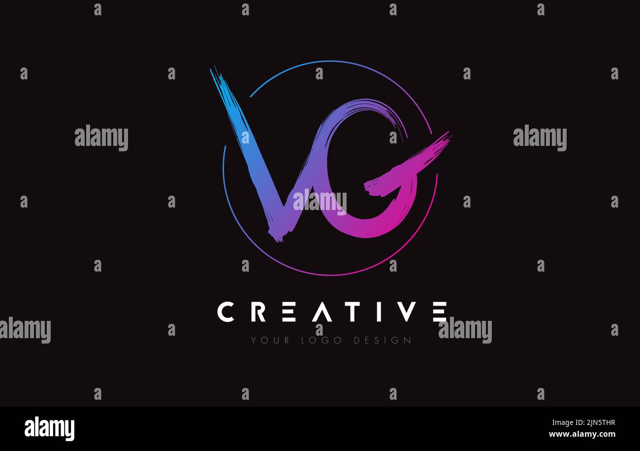 Creative Colorful VG Brush Letter Logo Design. Artistic Handwritten ...