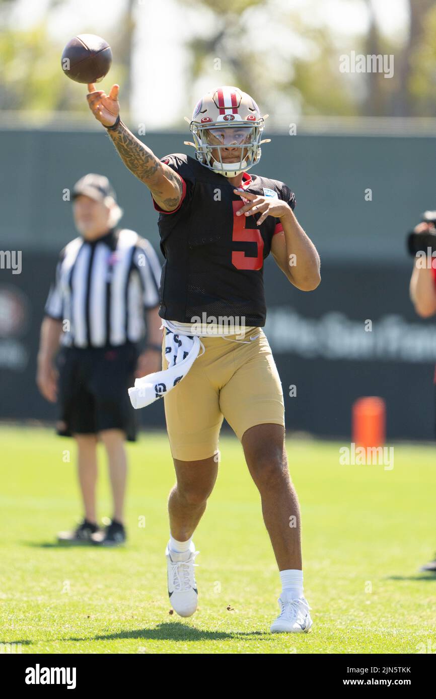 Santa Clara, CA, USA; Aug 7, 2022; San Francisco 49ers quarterback Trey ...