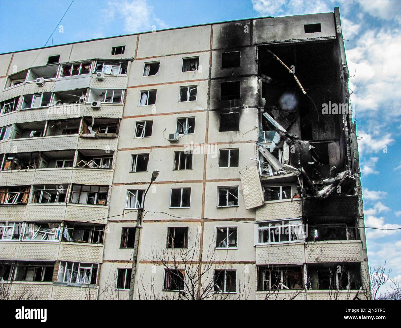 Kharkiv, Kharkov, Ukraine - 05.28.2022: destroyed half residential high ...