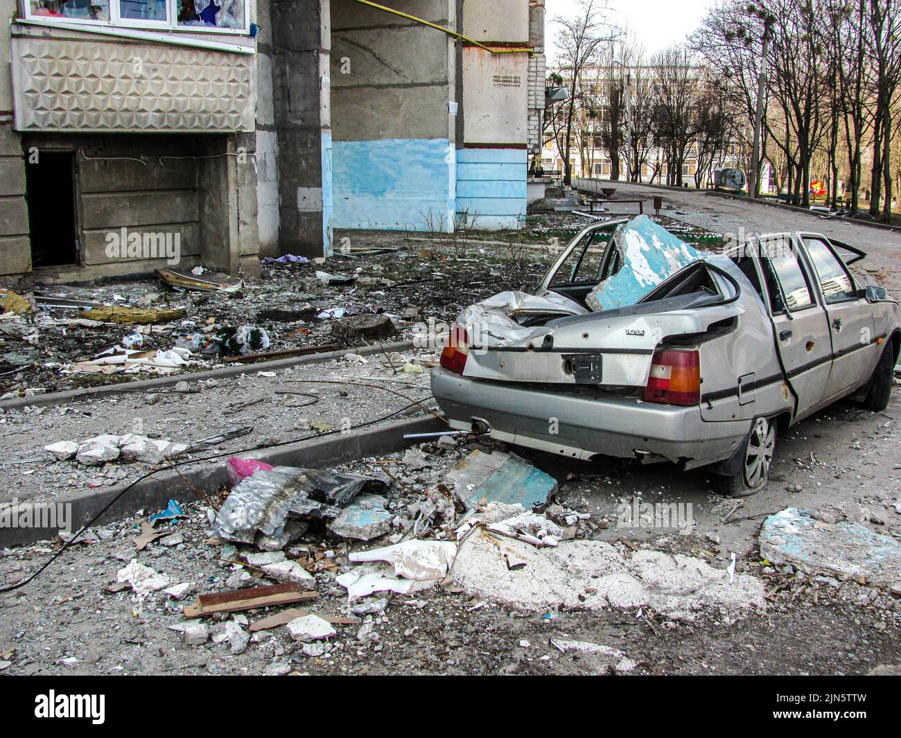 Kharkiv, Kharkov, Ukraine - 05.28.2022: crashed destroyed civil vehicle ...