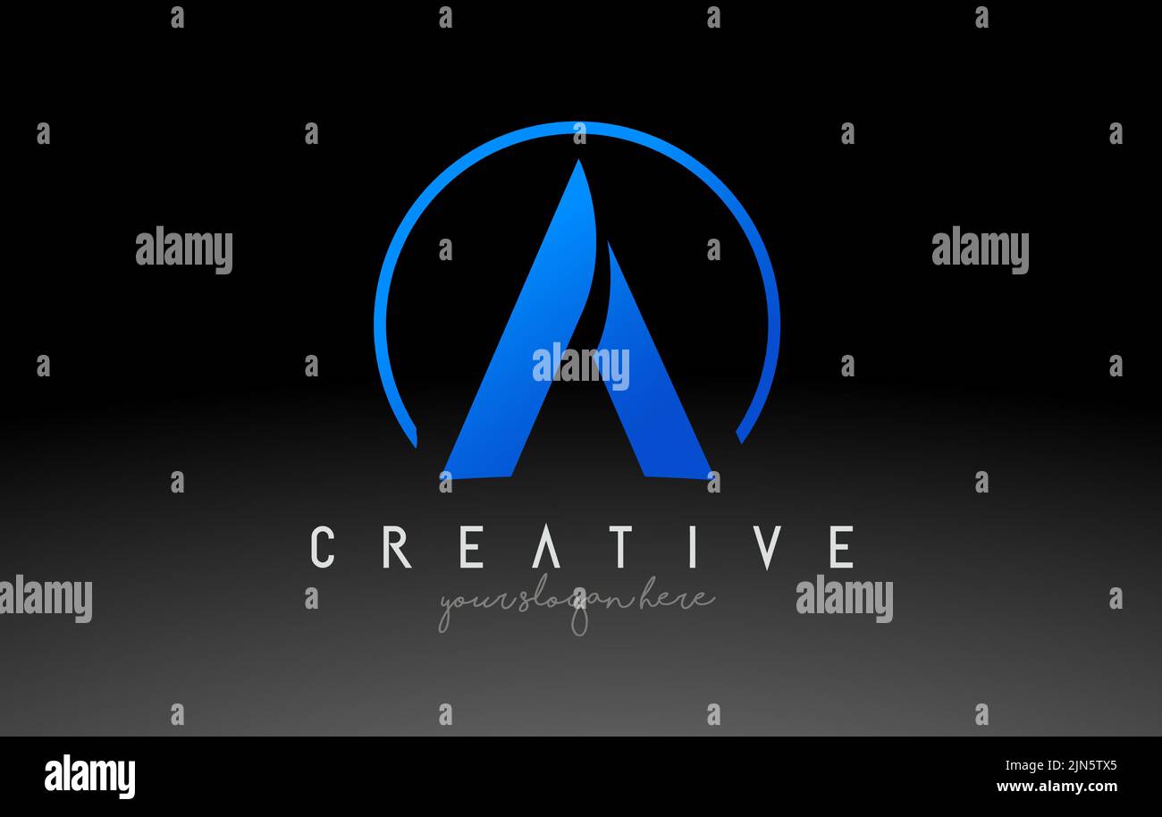 A Letter Logo Design with Black Blue Color. Cool Modern Icon Letters ...