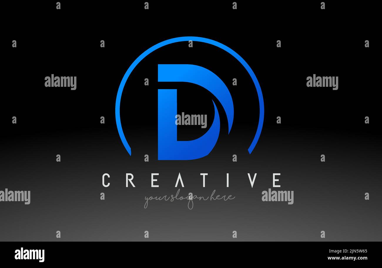 D Letter Logo Design with Black Blue Color. Cool Modern Icon Letters ...