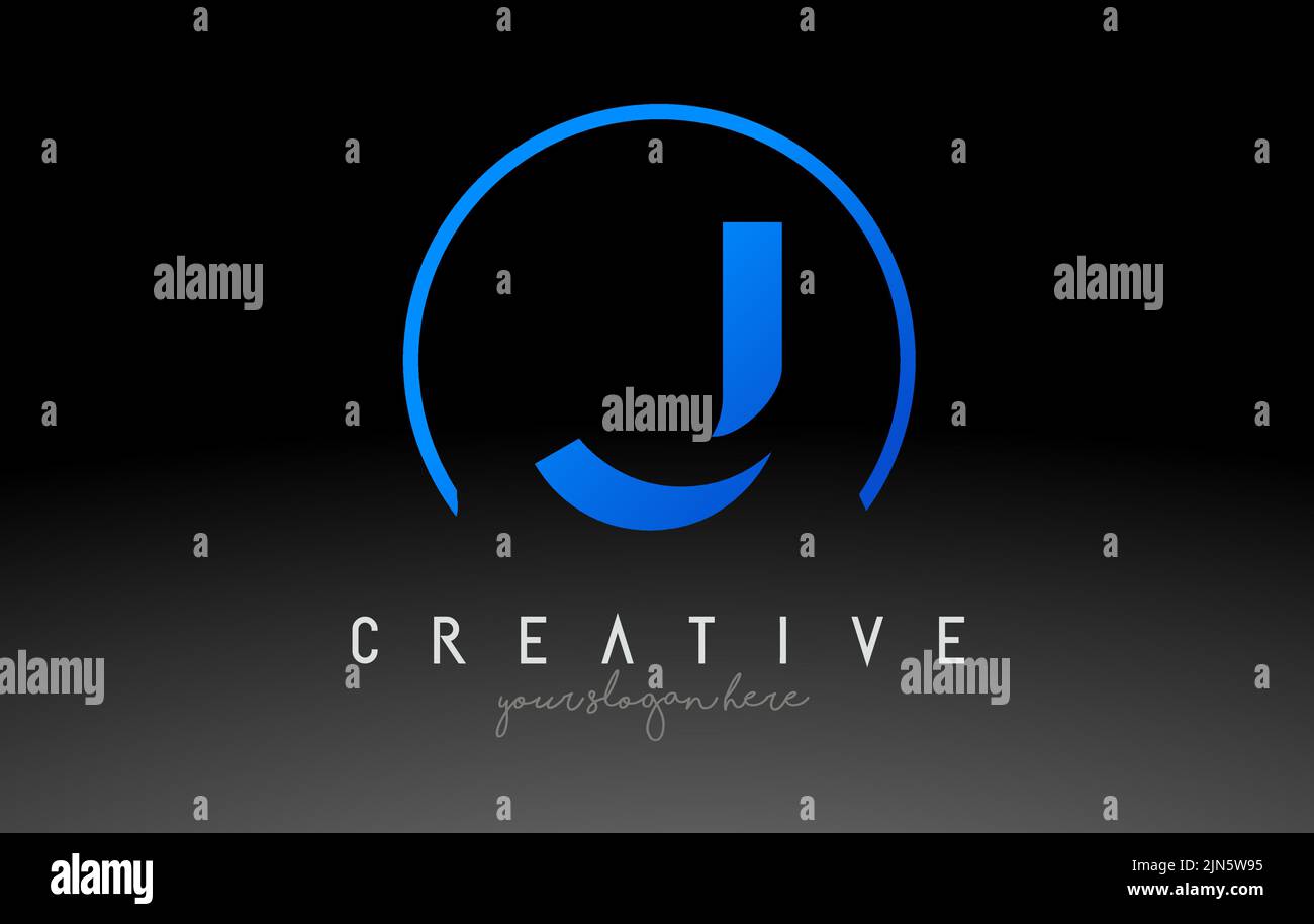 J Letter Logo Design with Black Blue Color. Cool Modern Icon Letters ...