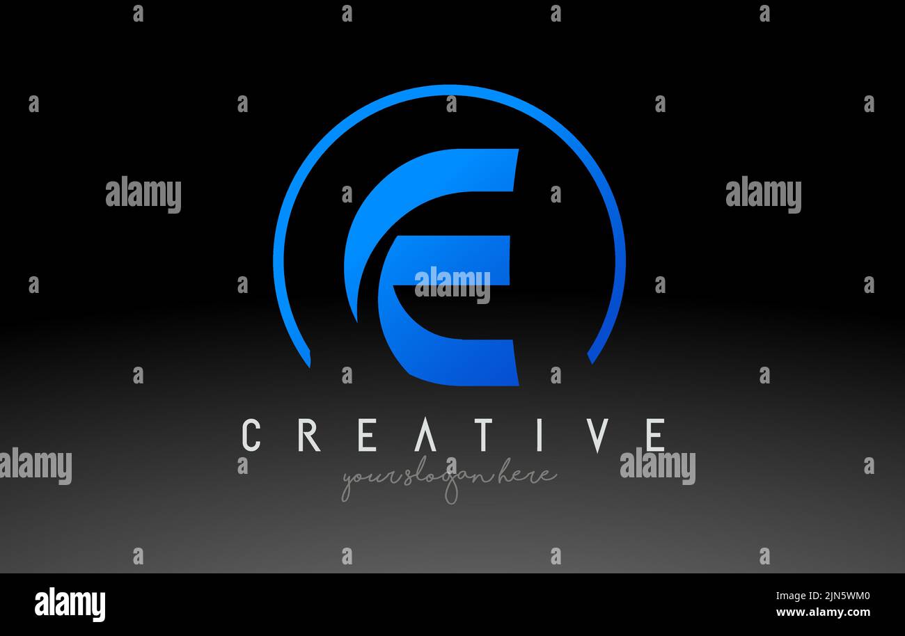 E Letter Logo Design with Black Blue Color. Cool Modern Icon Letters ...