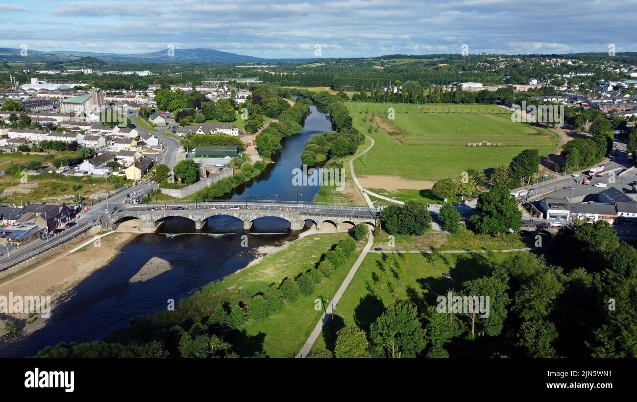 An Aerial view of the River Blackwater and the bridge carrying the R620 ...