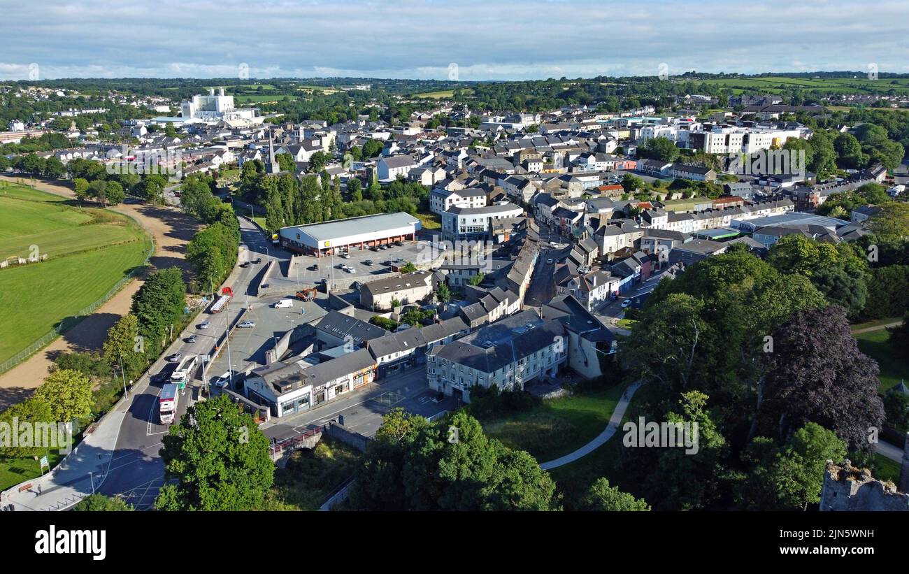 An aerial view of the town of Mallow, County Cork, Ireland, July 2022 ...