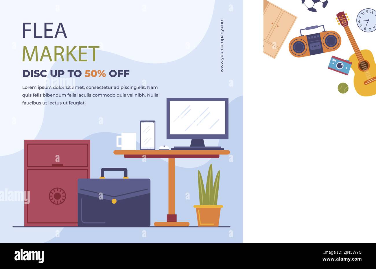 Flat flea market shopping instagram posts set Vector illustration Stock ...