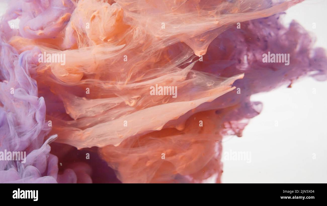 The colorful ink spreading in water on white background Stock Photo - Alamy