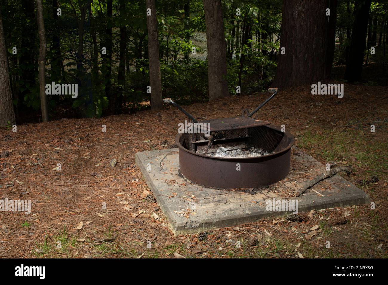 Campfire ring without flames at dusk in North Carolina Stock Photo - Alamy