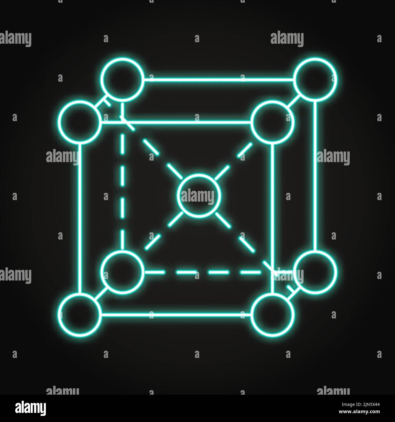 Crystal lattice neon icon in line style. Metal molecular structure ...