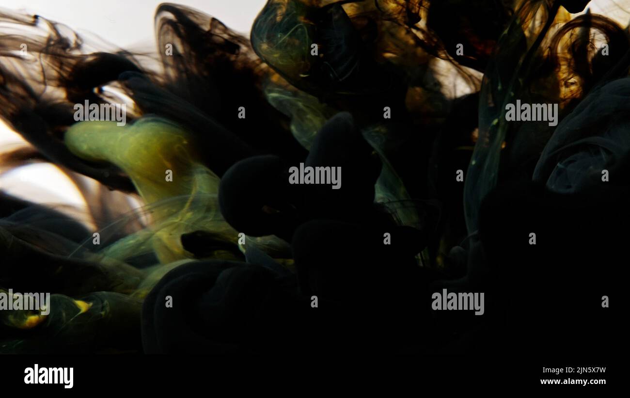 The colorful ink spreading in water on white background Stock Photo - Alamy