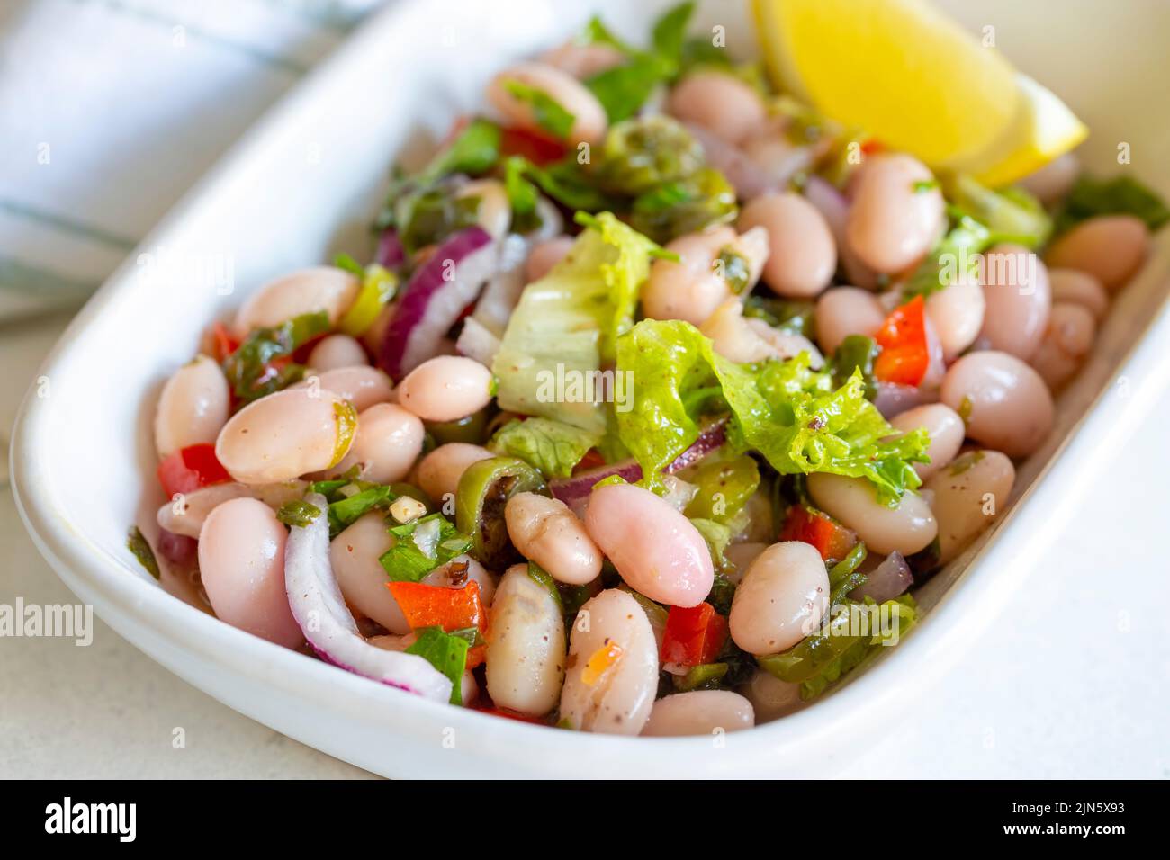 Turkish foods; dried beans salad (Turkish name; piyaz Stock Photo - Alamy