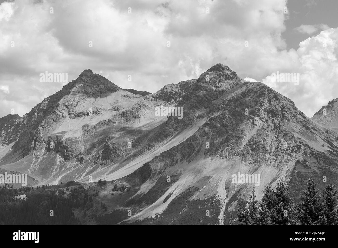 A beautiful grayscale shot of Dolomites mountain range Stock Photo - Alamy