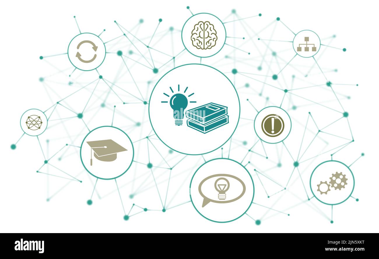 Concept of knowledge with connected icons Stock Photo - Alamy
