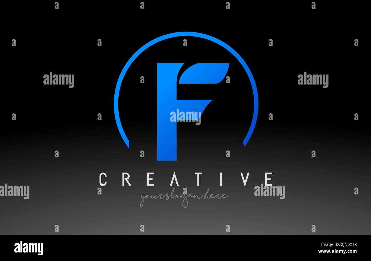 F Letter Logo Design with Black Blue Color. Cool Modern Icon Letters ...
