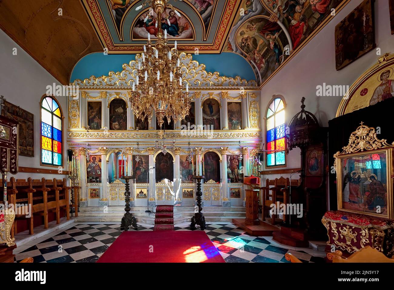 Inside the orthodox church Panagia Chrysopigi (Holy Virgin Mary The ...