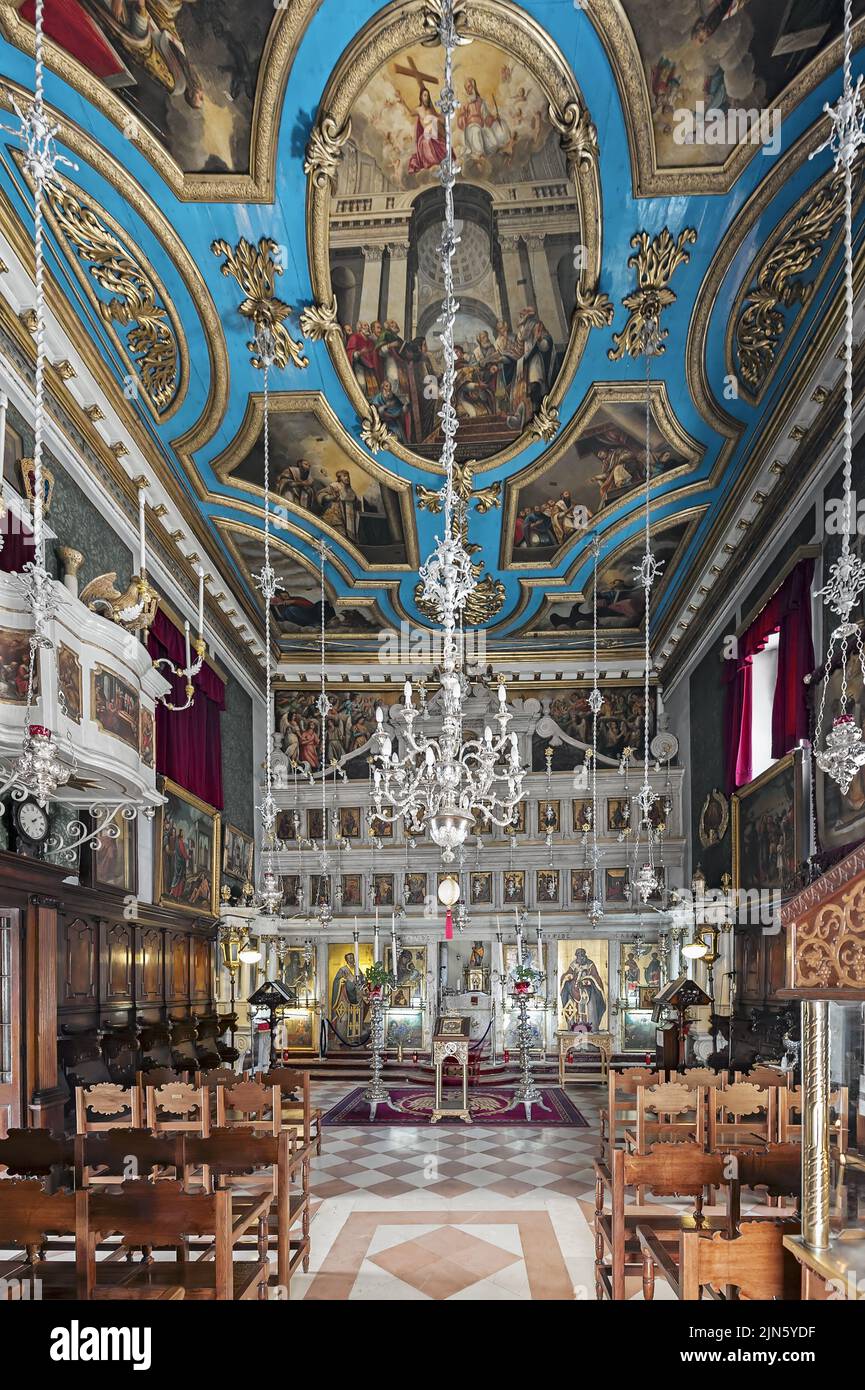 The interior of Church of Saint Ioannis the Precursor, Corfu Town in ...