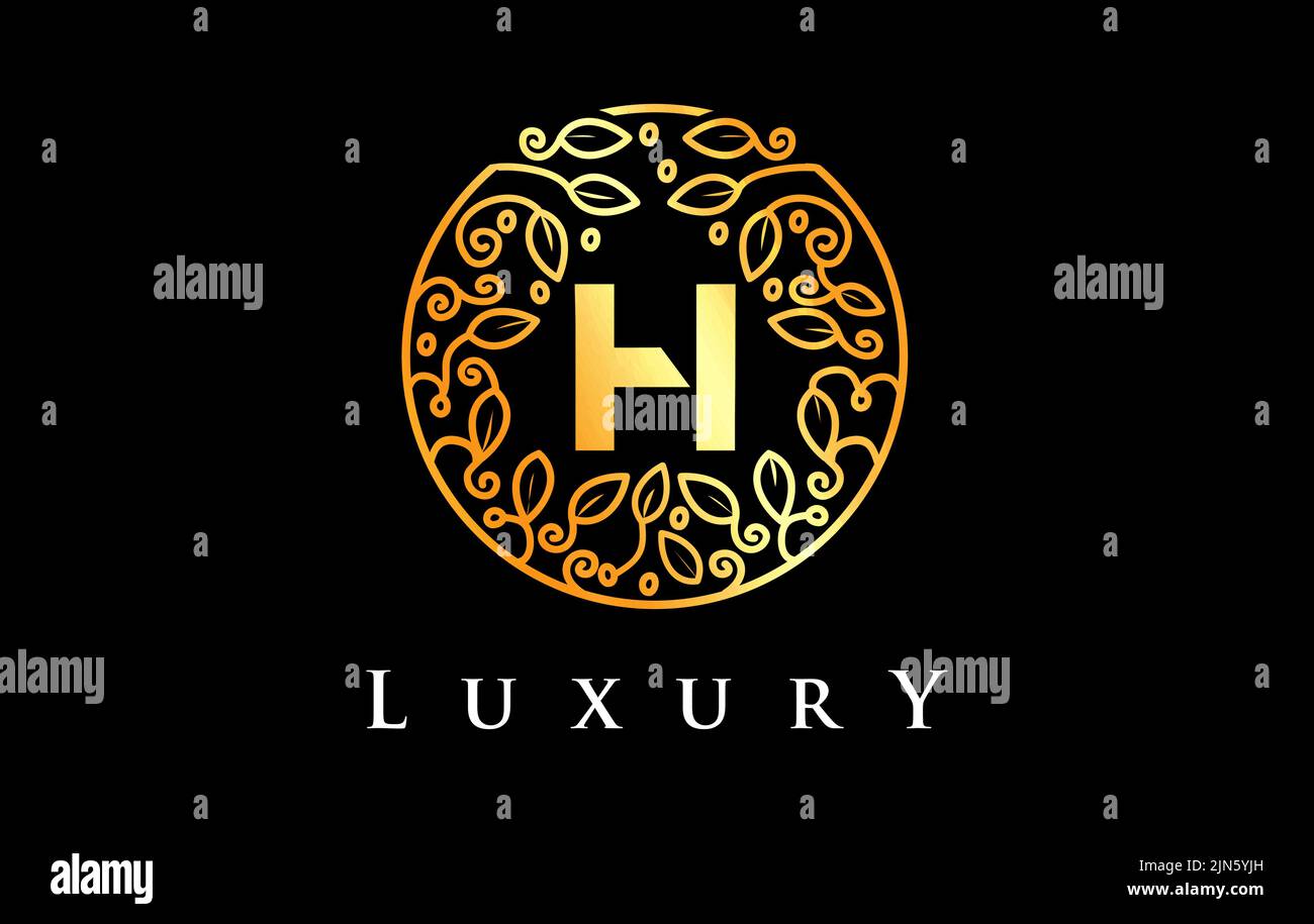 Golden H Letter Logo Luxury. Green Beauty Cosmetics Logo Monogram Stock ...