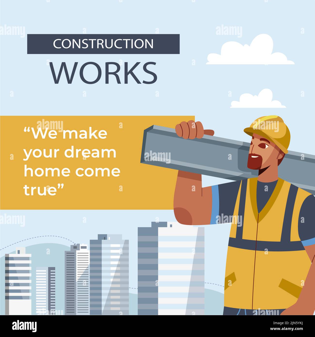 Flat construction posts posts set Vector illustration Stock Vector ...