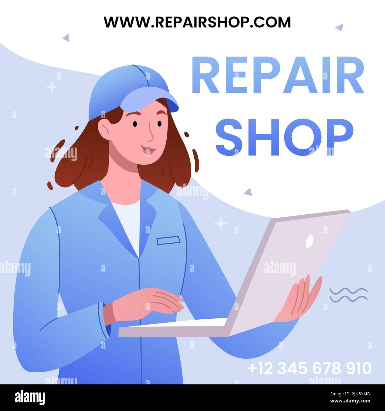 Gradient car repair shop services posts set Vector illustration Stock ...