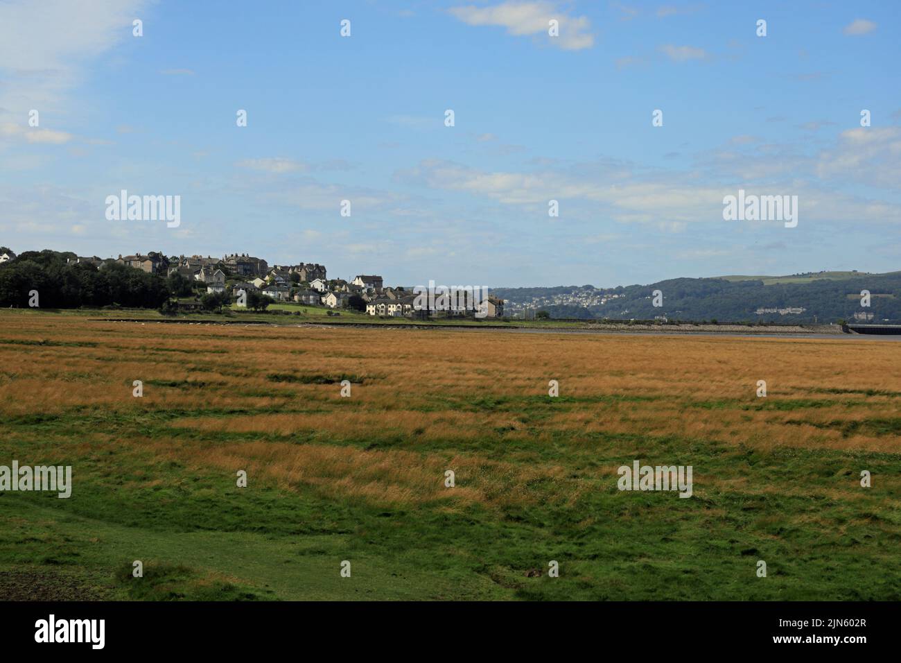 Arnside and the River Kent viewed form the old railway line and salt ...