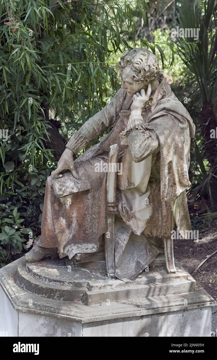 The statue of poet Heinrich Heine at Achilleion palace of Empress of ...