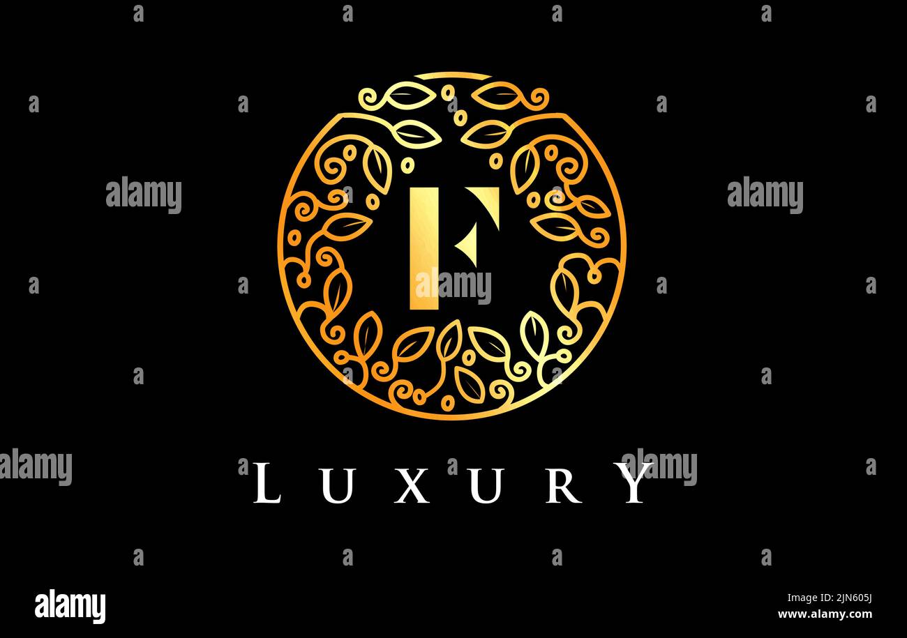 Golden F Letter Logo Luxury. Green Beauty Cosmetics Logo Monogram Stock ...