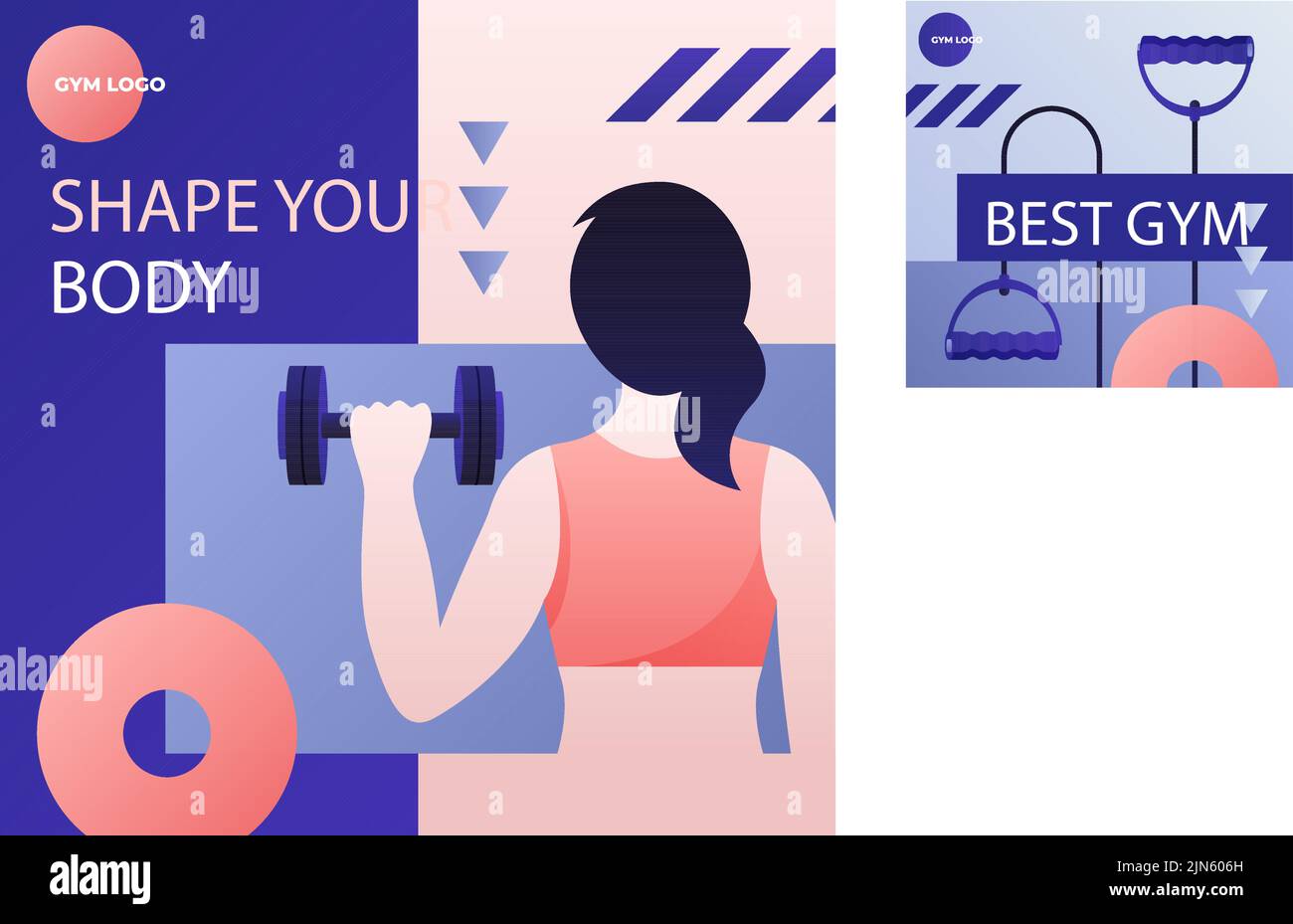 Gradient gym training and exercise posts set Vector illustration Stock ...
