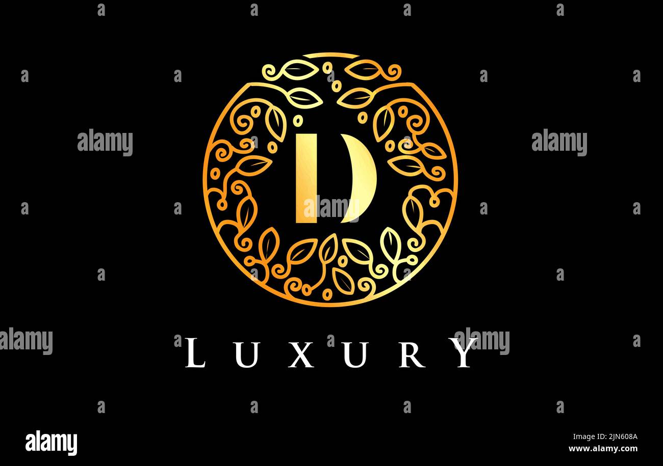Golden D Letter Logo Luxury. Green Beauty Cosmetics Logo Monogram Stock ...