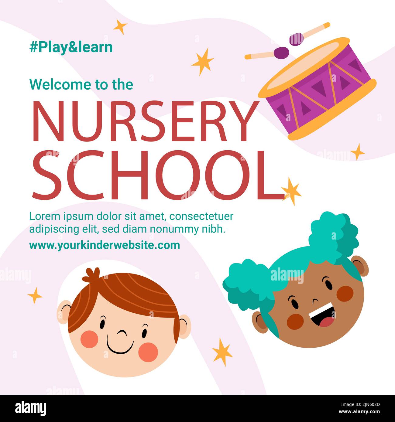 Flat nursery school posts set Vector illustration Stock Vector Image ...