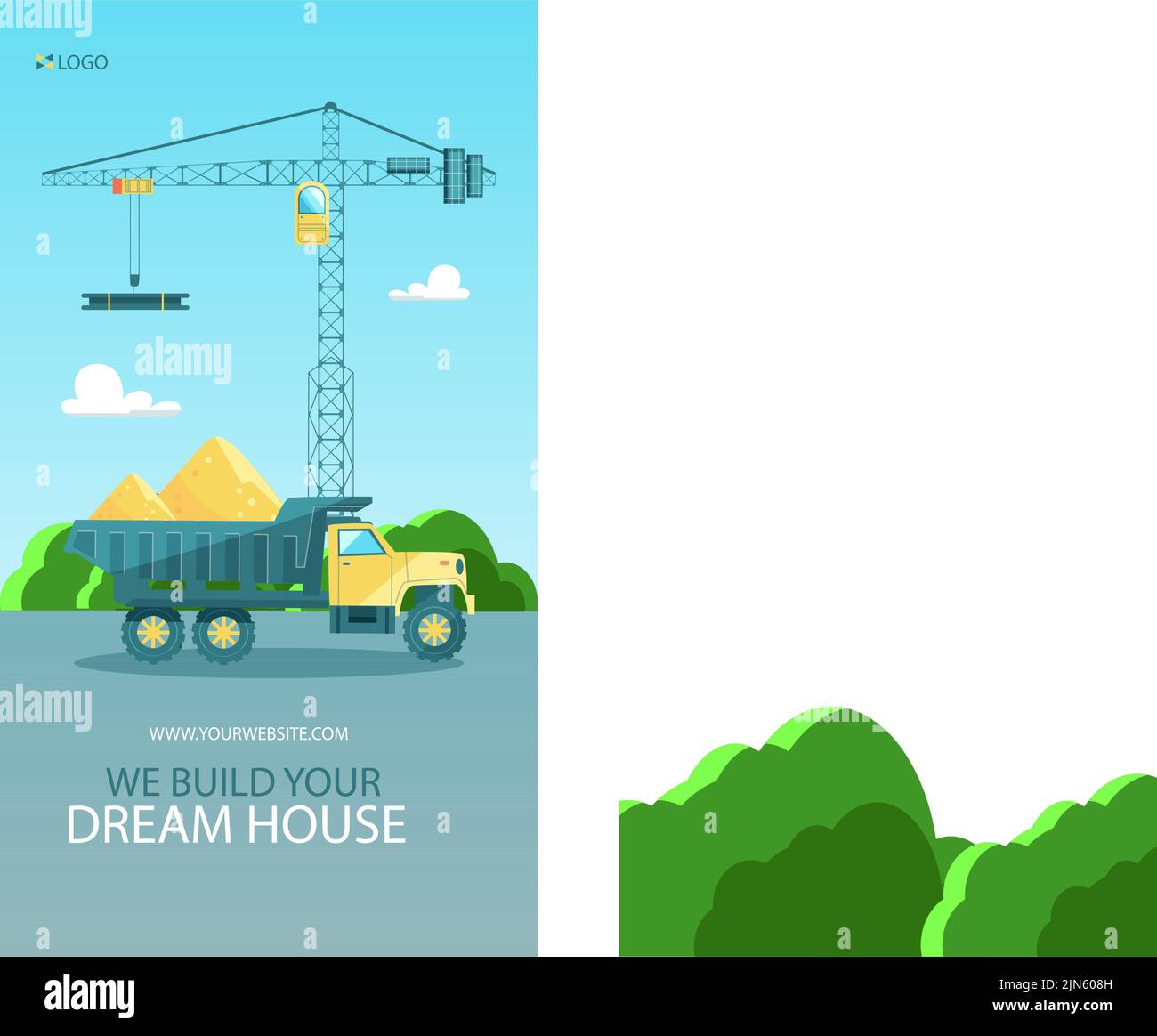 Flat construction posts stories set Vector illustration Stock Vector ...