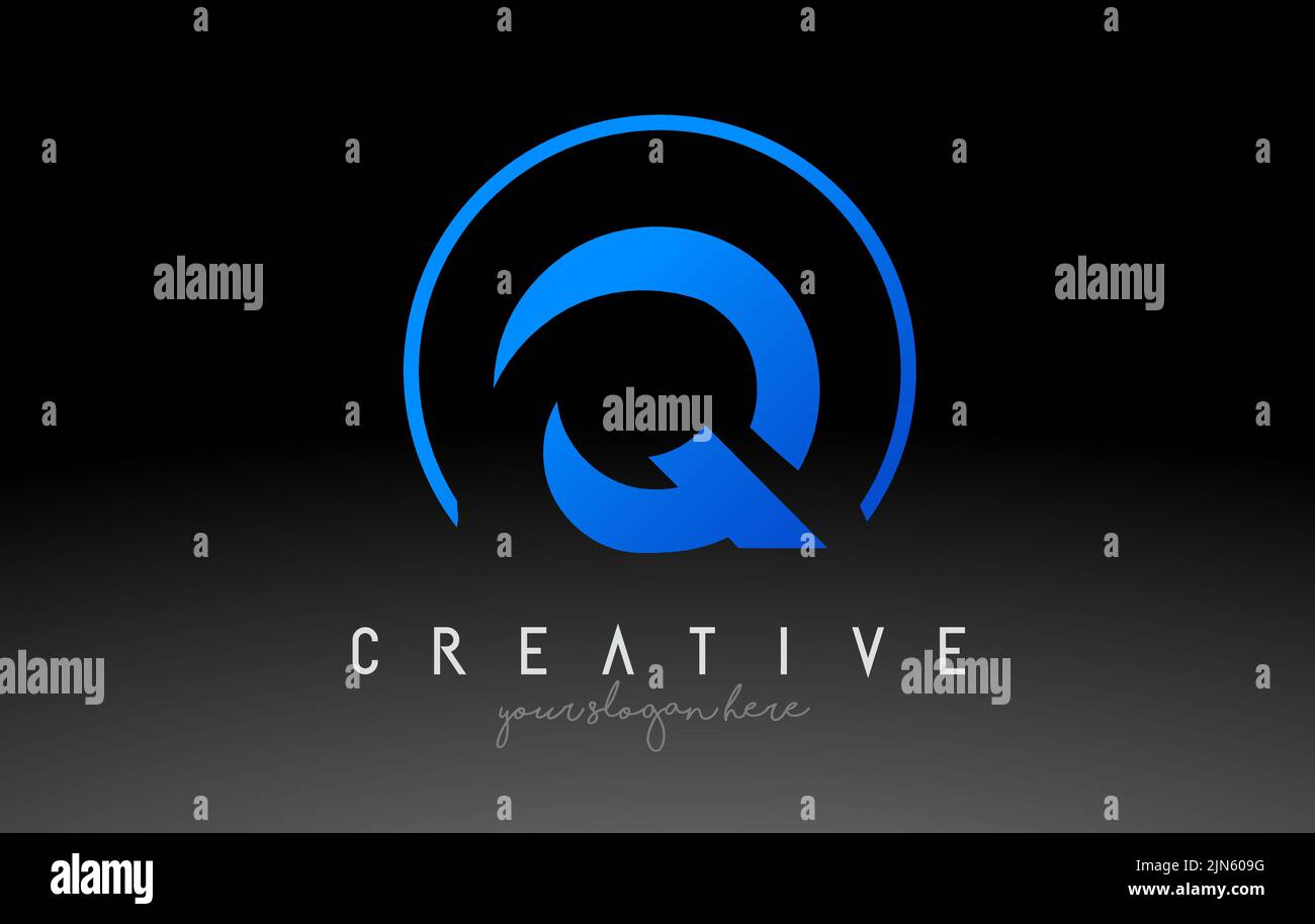 Q Letter Logo Design with Black Blue Color. Cool Modern Icon Letters ...