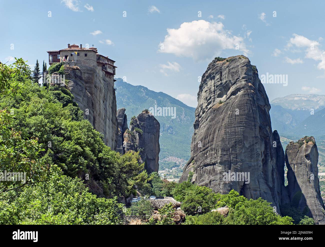 View of the Meteora with Monastery of Roussanou (Agias Varvaras ...