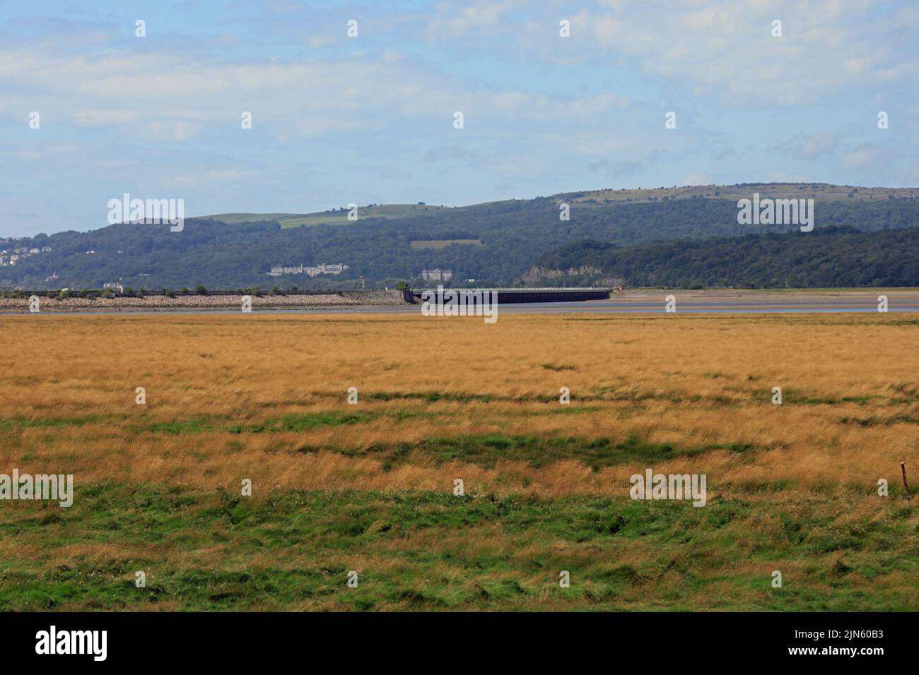 Arnside railway viaduct and the River Kent viewed from the closed ...