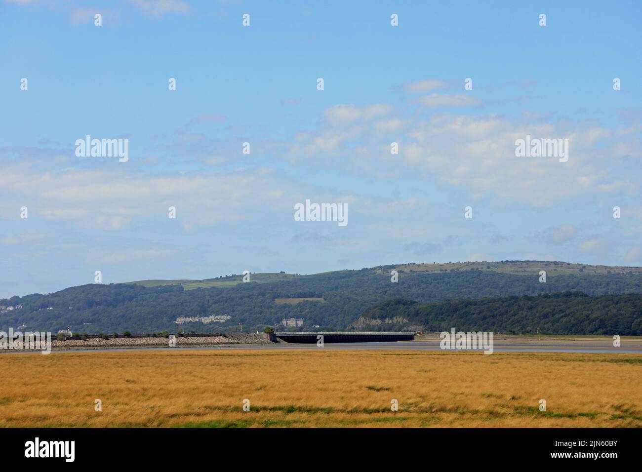 Arnside railway viaduct and the River Kent viewed from the closed ...