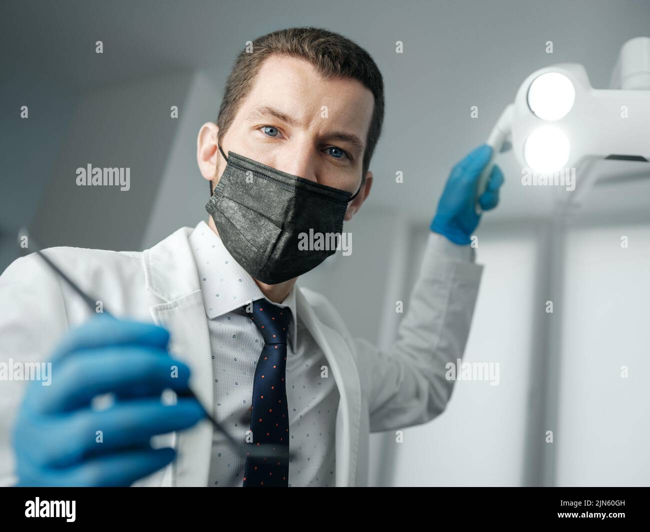 Inspection at the dentist from the point of view of the patient Stock ...